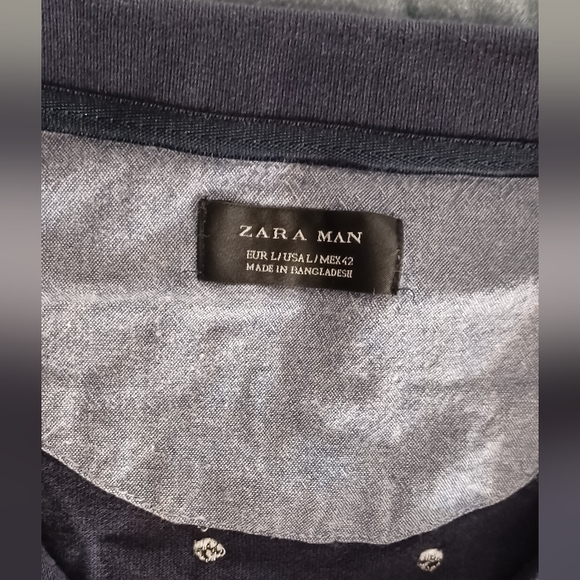 Zara | Shirts | Zara Man Made In Bangladesh Blue With White Poka Dots L ...